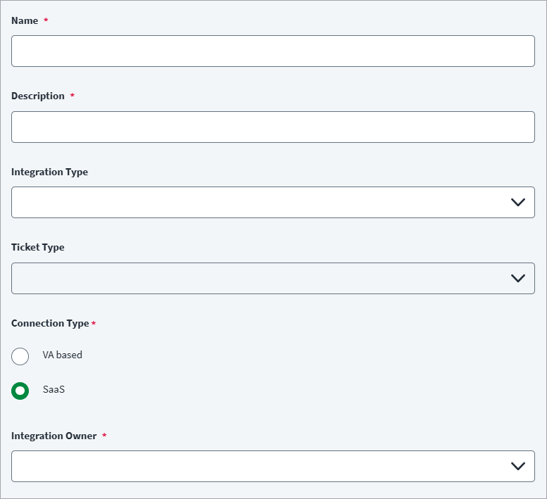 SaaS Connection Type SaaS Connection Type