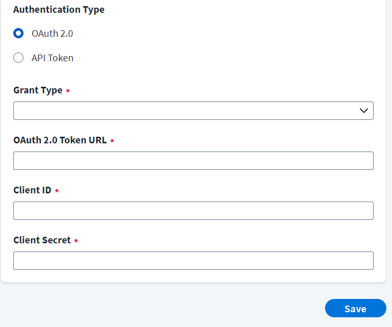OAuth 2.0 Authentication Type OAuth 2.0 Authentication Type