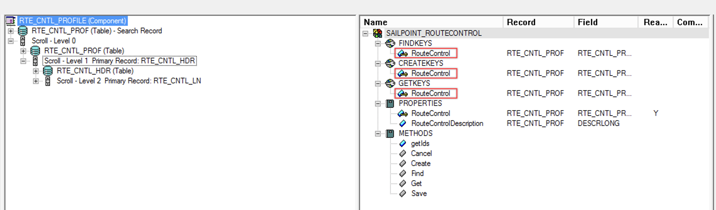 Basic Structure of Component Interface (CI) from RTE_CNTL_PROFILE Component for Users